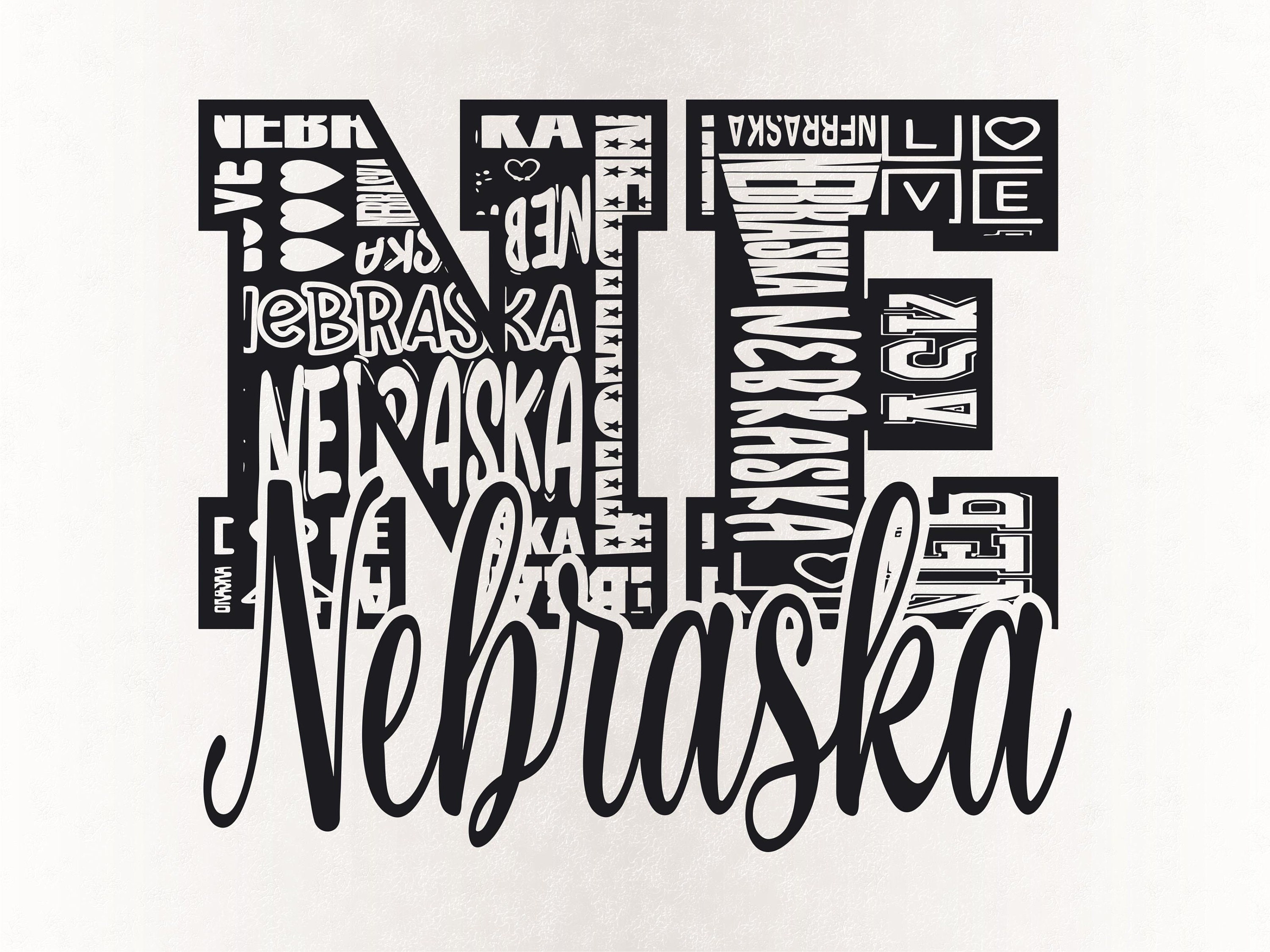NE Nebraska State Typography Bundle Svg, Nebraska State Bundle Svg ...