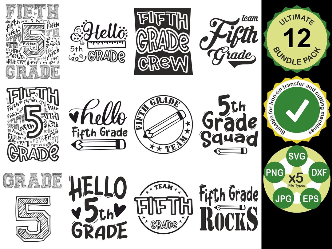 Fifth Grade Bundle Svg, 5th Grade Bundle Svg, Digital Cut Files ...