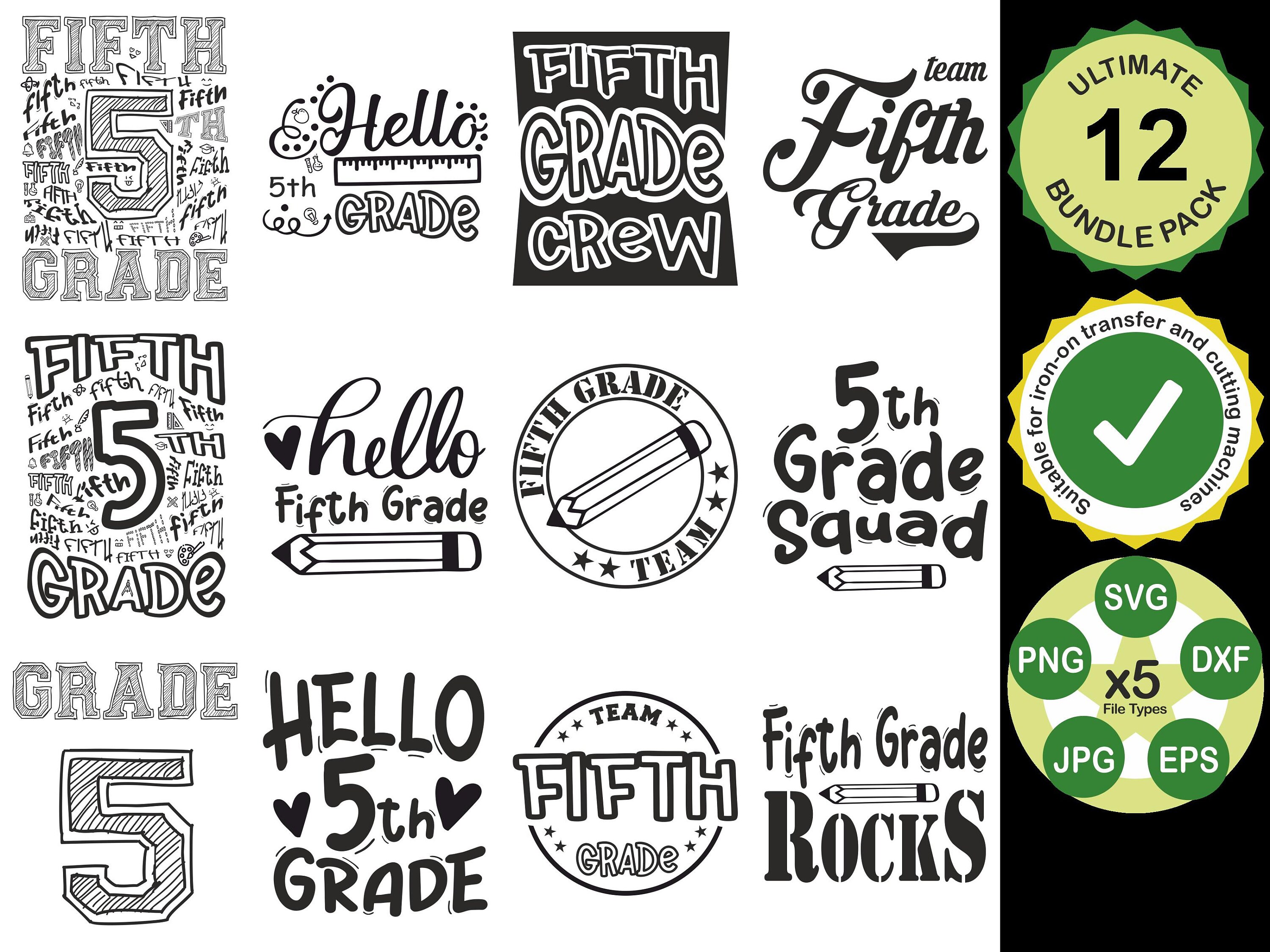 Fifth Grade Bundle Svg 5th Grade Bundle Svg Digital Cut - Etsy