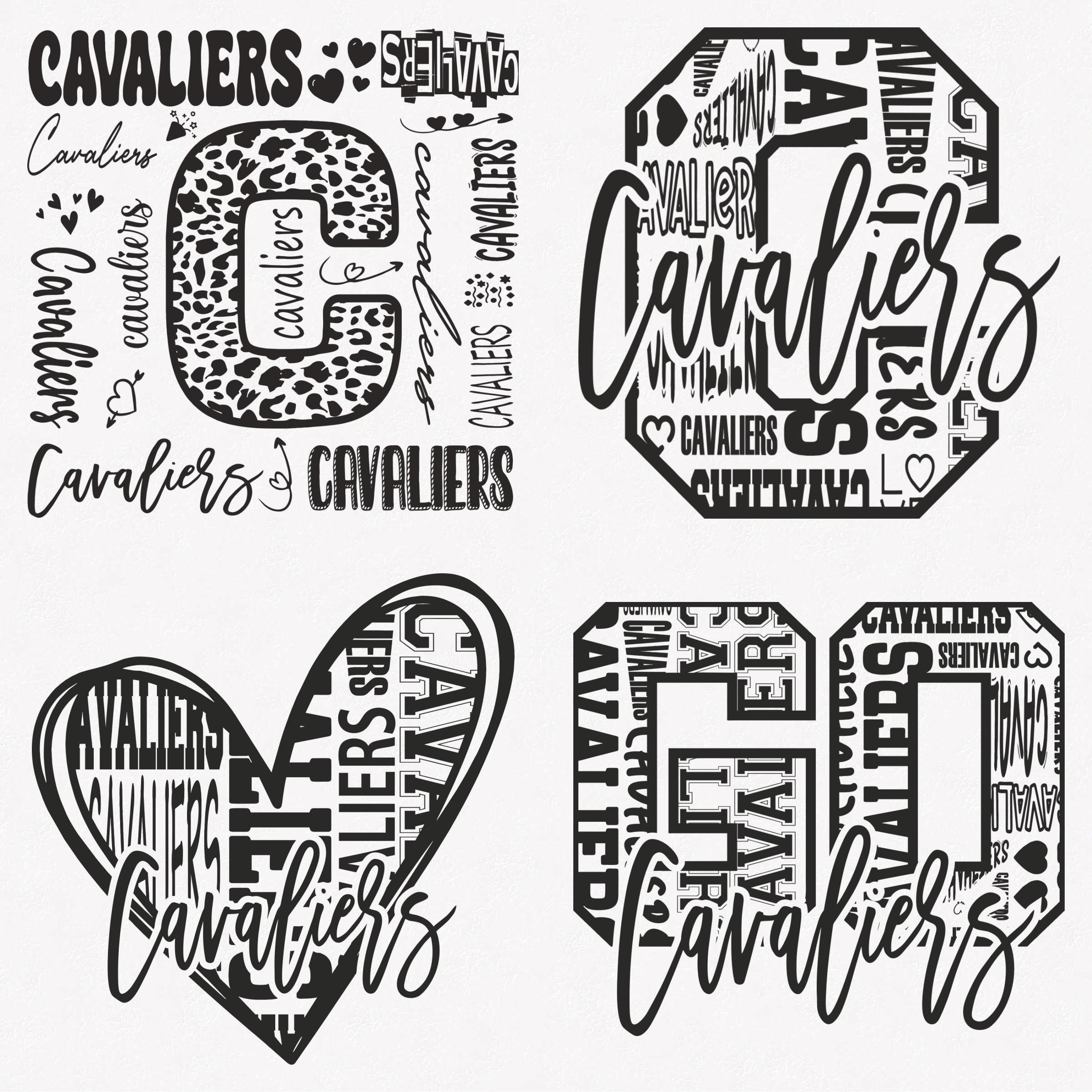 Cavaliers Svg, Cavaliers Typography 4 Sports Svg Mascot Pack, Cavaliers ...