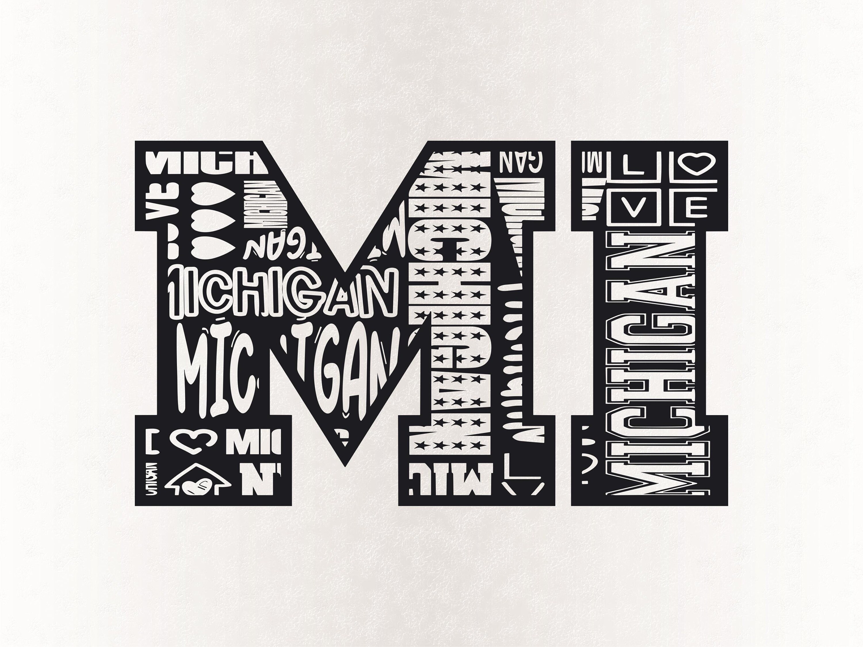 MI Michigan State Typography Bundle Svg, Michigan State Bundle Svg ...