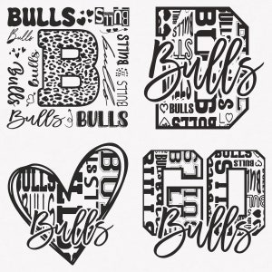 Bulls Svg, Bulls Typography 4 Sports Svg Mascot Pack, Bulls Typography ...