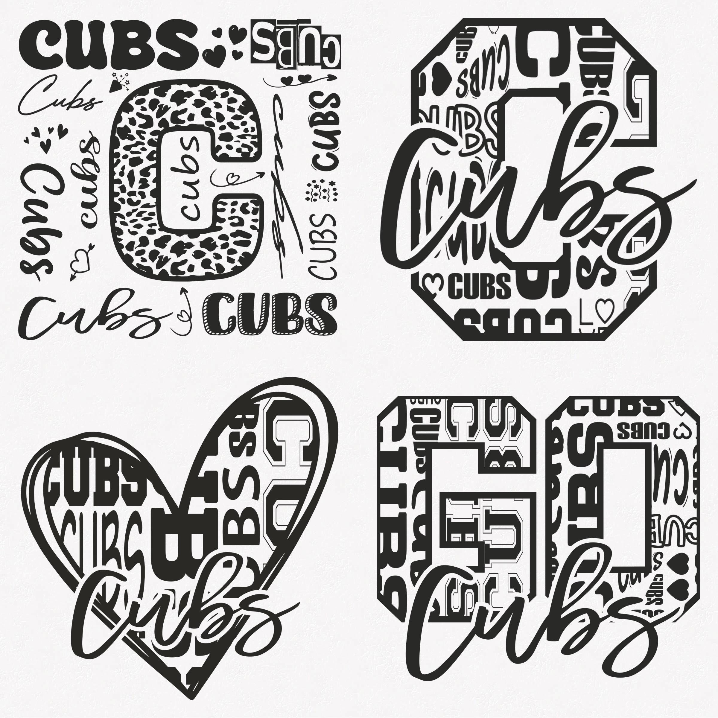 Cubs Svg, Cubs Typography 4 Sports Svg Mascot Pack, Cubs Typography Svg ...