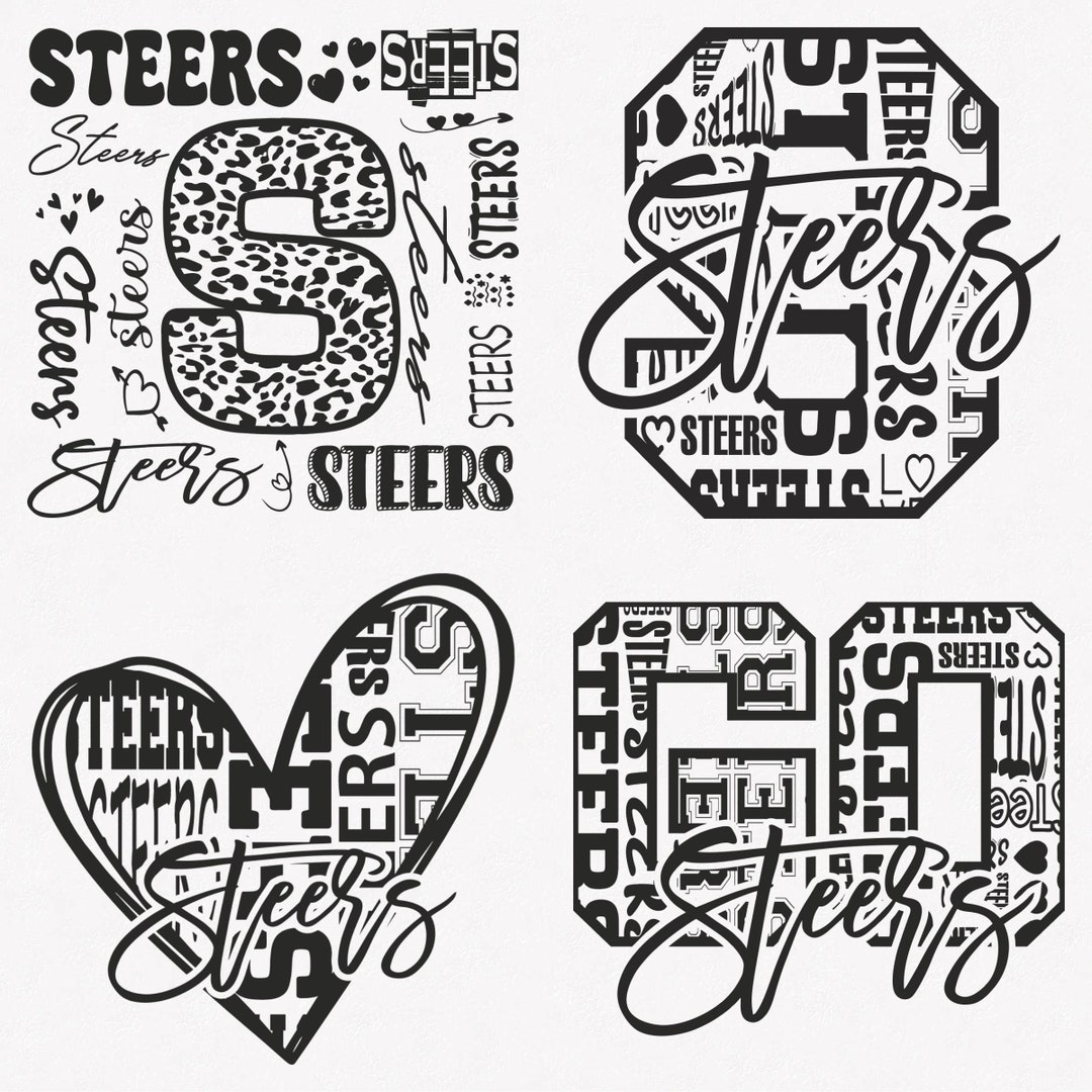 Steers Svg, Steers Typography 4 Sports Svg Mascot Pack, Steers ...
