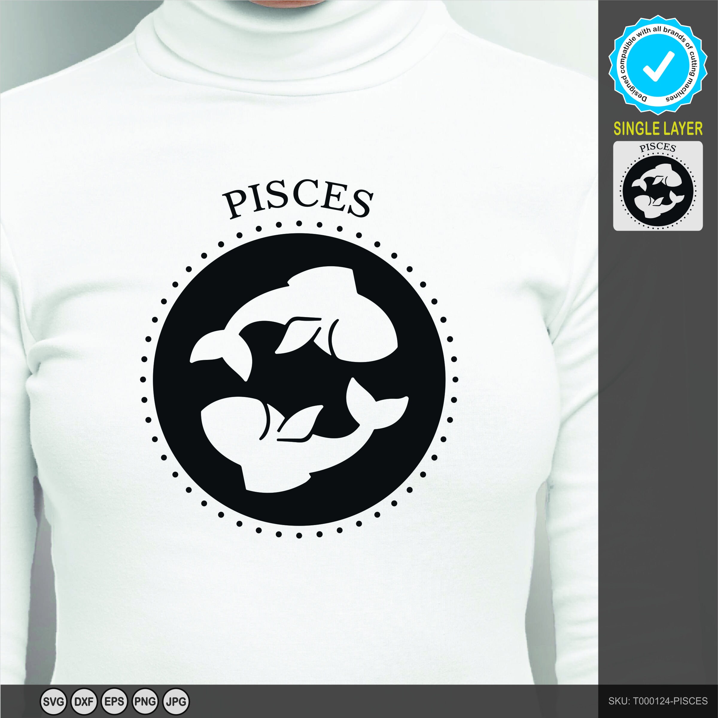 Pisces Svg, Fish Zodiac Symbol Svg, Pisces Zodiac Sign Svg, 9-pack ...