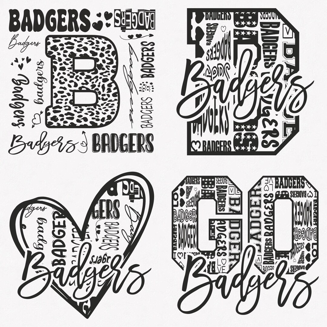 Badgers Svg, Badgers Typography 4 Sports Svg Mascot Pack, Badgers ...