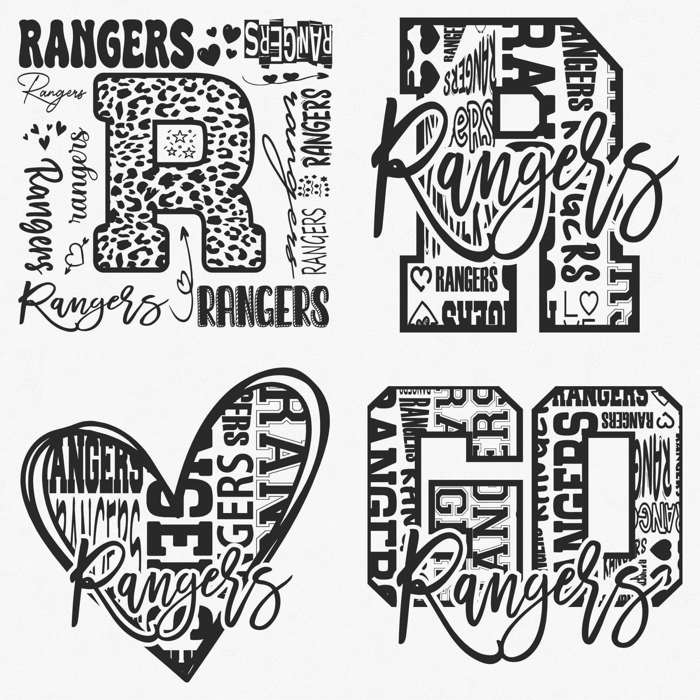 Rangers Svg, Rangers Typography 4 Sports Svg Mascot Pack, Rangers ...