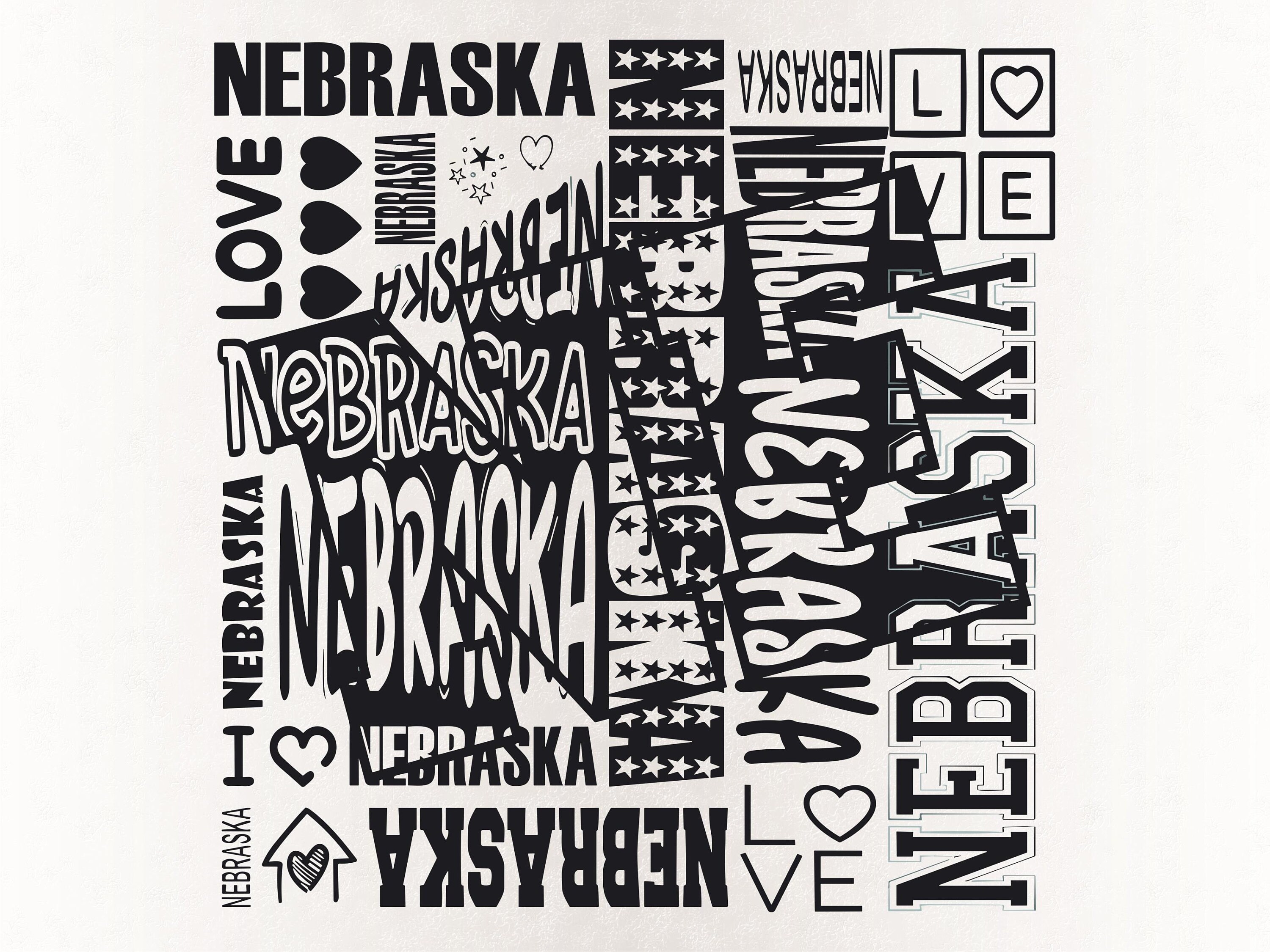 NE Nebraska State Typography Bundle Svg, Nebraska State Bundle Svg ...