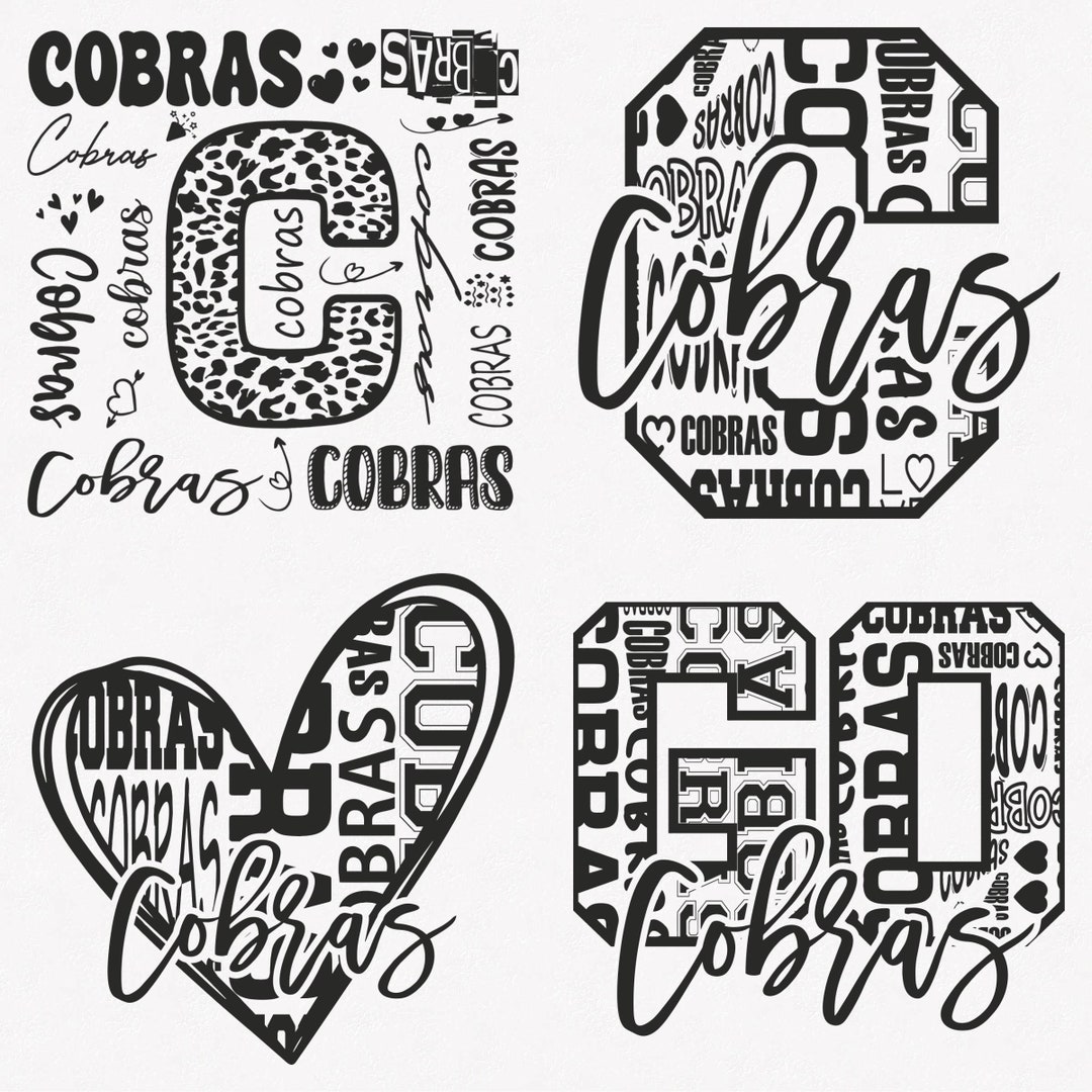 Cobras Svg, Cobras Typography 4 Sports Svg Mascot Pack, Cobras ...