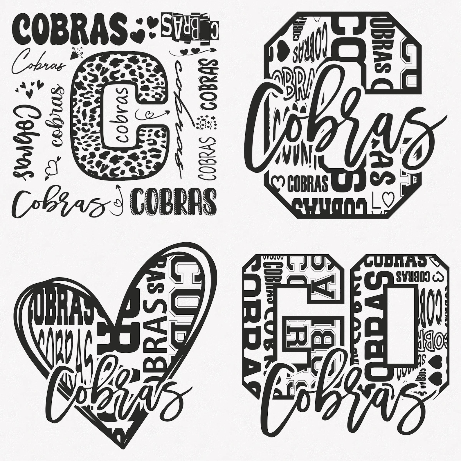 Cobras Svg, Cobras Typography 4 Sports Svg Mascot Pack, Cobras ...