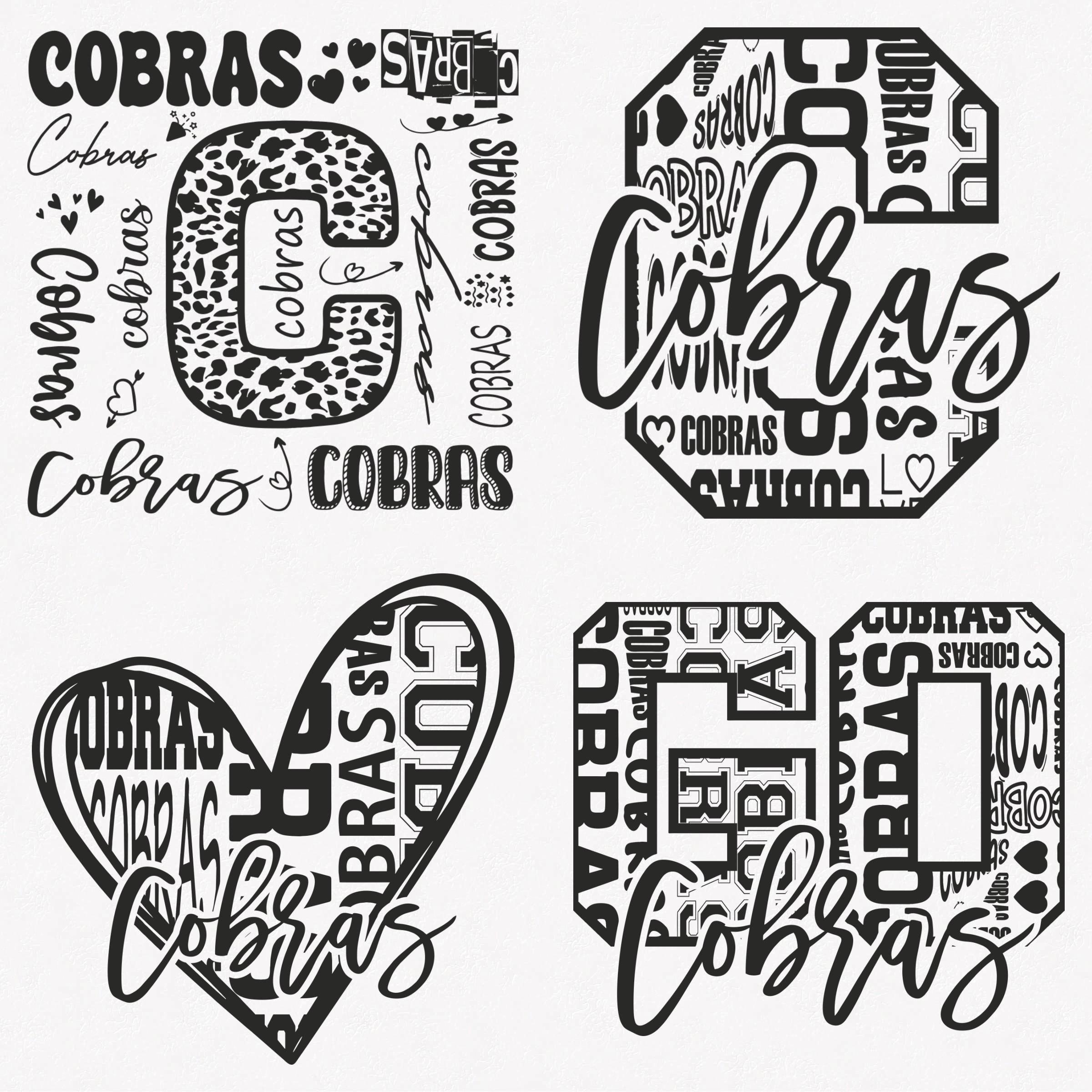 Cobras Svg, Cobras Typography 4 Sports Svg Mascot Pack, Cobras ...