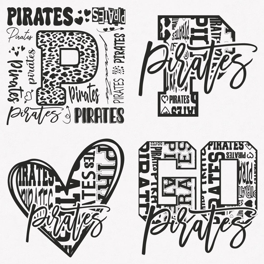 Pirates Svg, Pirates Typography 4 Sports Svg Mascot Pack, Pirates ...