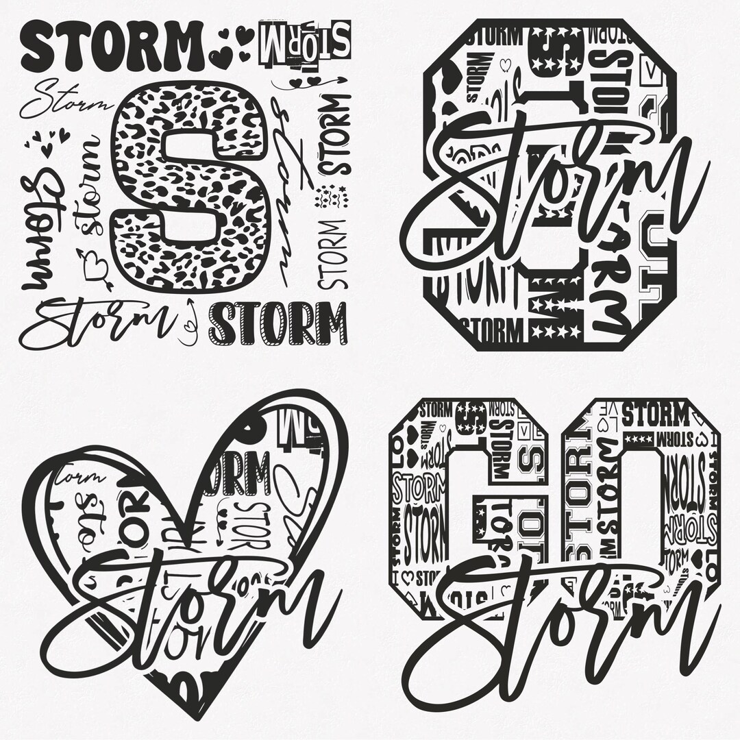 Storm Svg, Storm Typography 4 Sports Svg Mascot Pack, Storm Typography ...