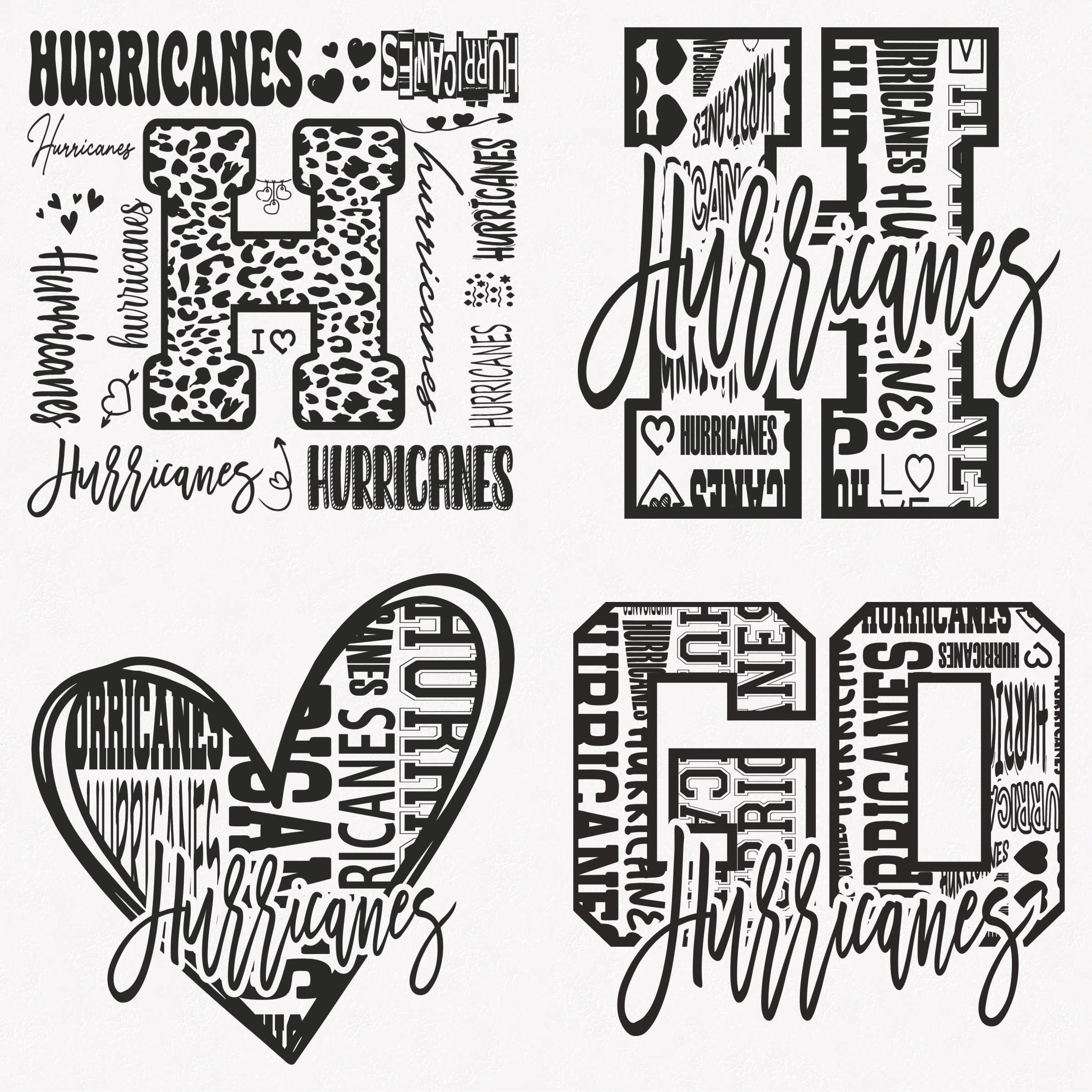 Hurricanes Svg, Hurricanes Typography 4 Sports Svg Mascot Pack ...