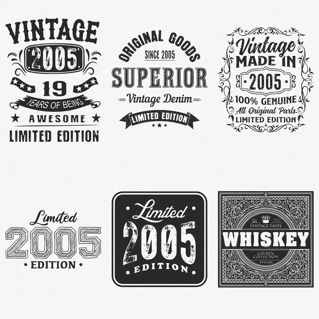 2005 Svg, 19th Birthday Svg, 6-pack 2005 Svg Bundle, Vintage 2005 Svg ...