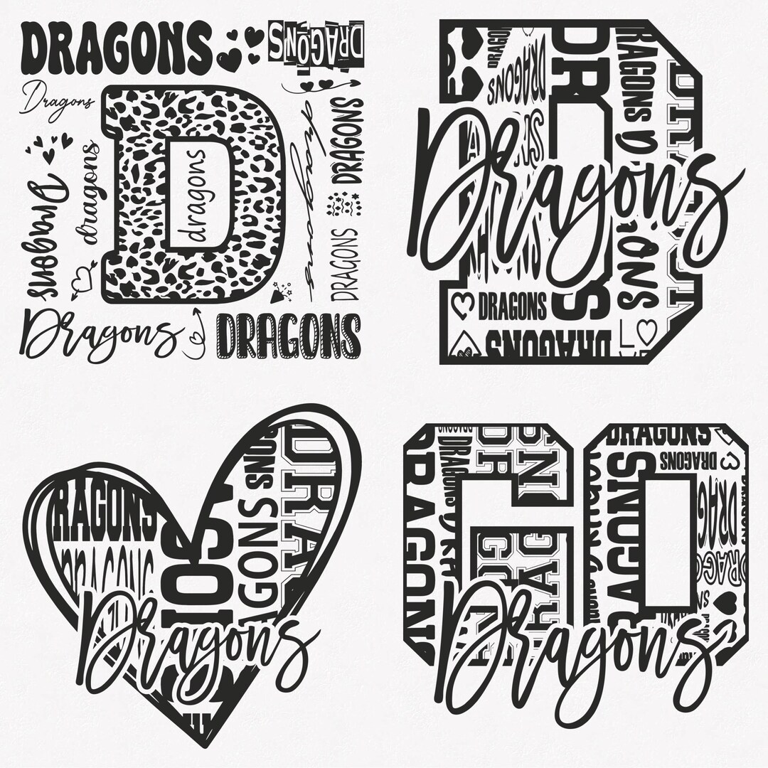 Dragons Svg, Dragons Typography 4 Sports Svg Mascot Pack, Dragons ...