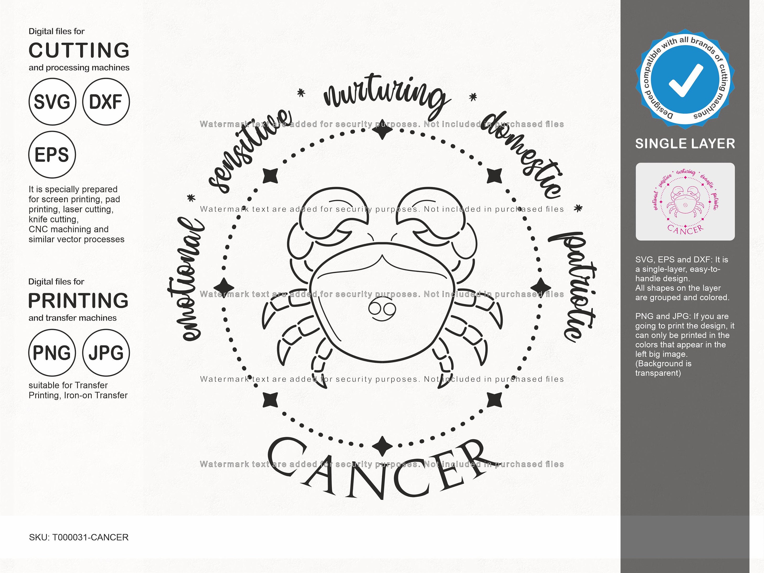 Cancer Svg, Crab Zodiac Symbol Svg, Cancer Zodiac Sign Svg, 9-pack ...