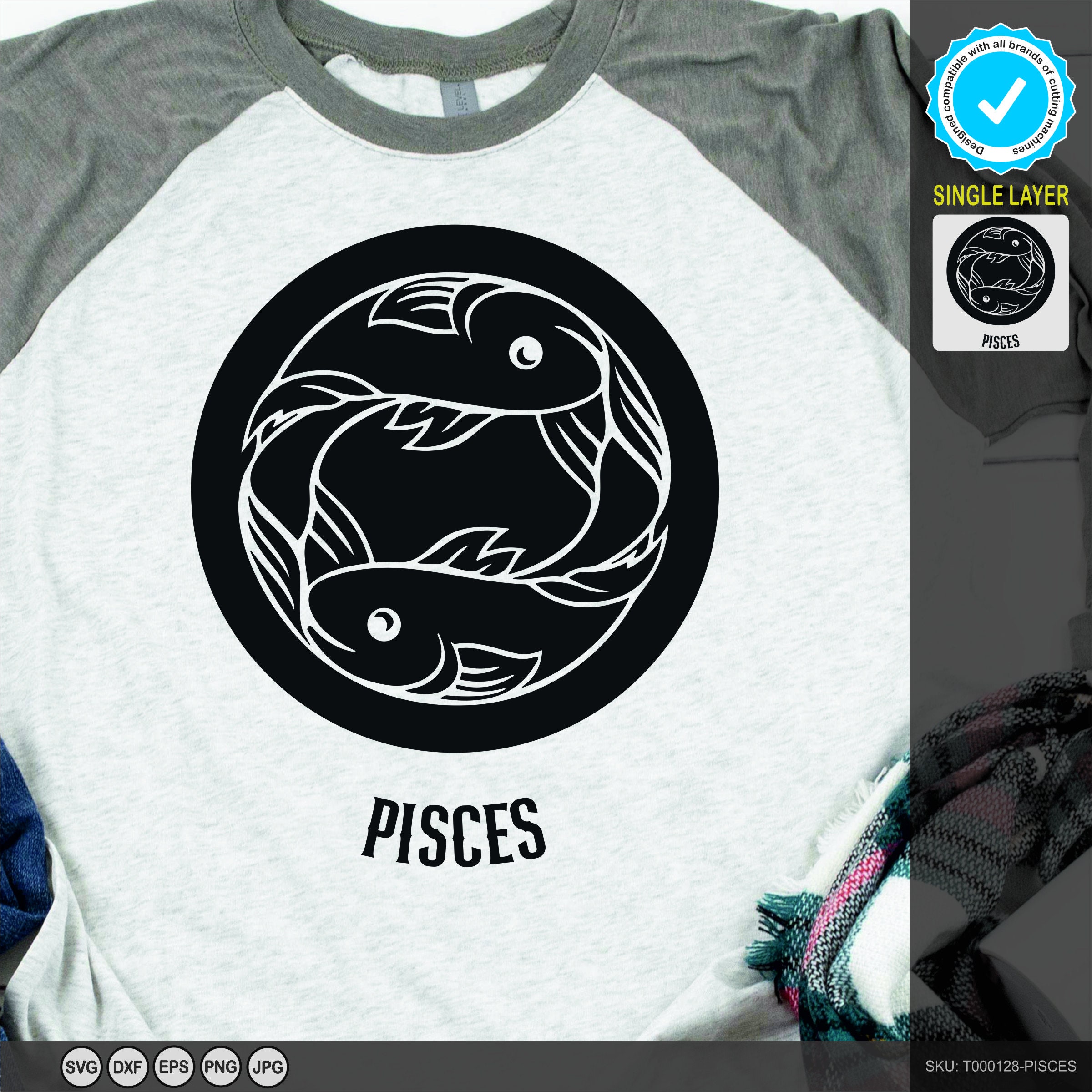 Pisces Svg, Fish Zodiac Symbol Svg, Pisces Zodiac Sign Svg, 9-pack ...