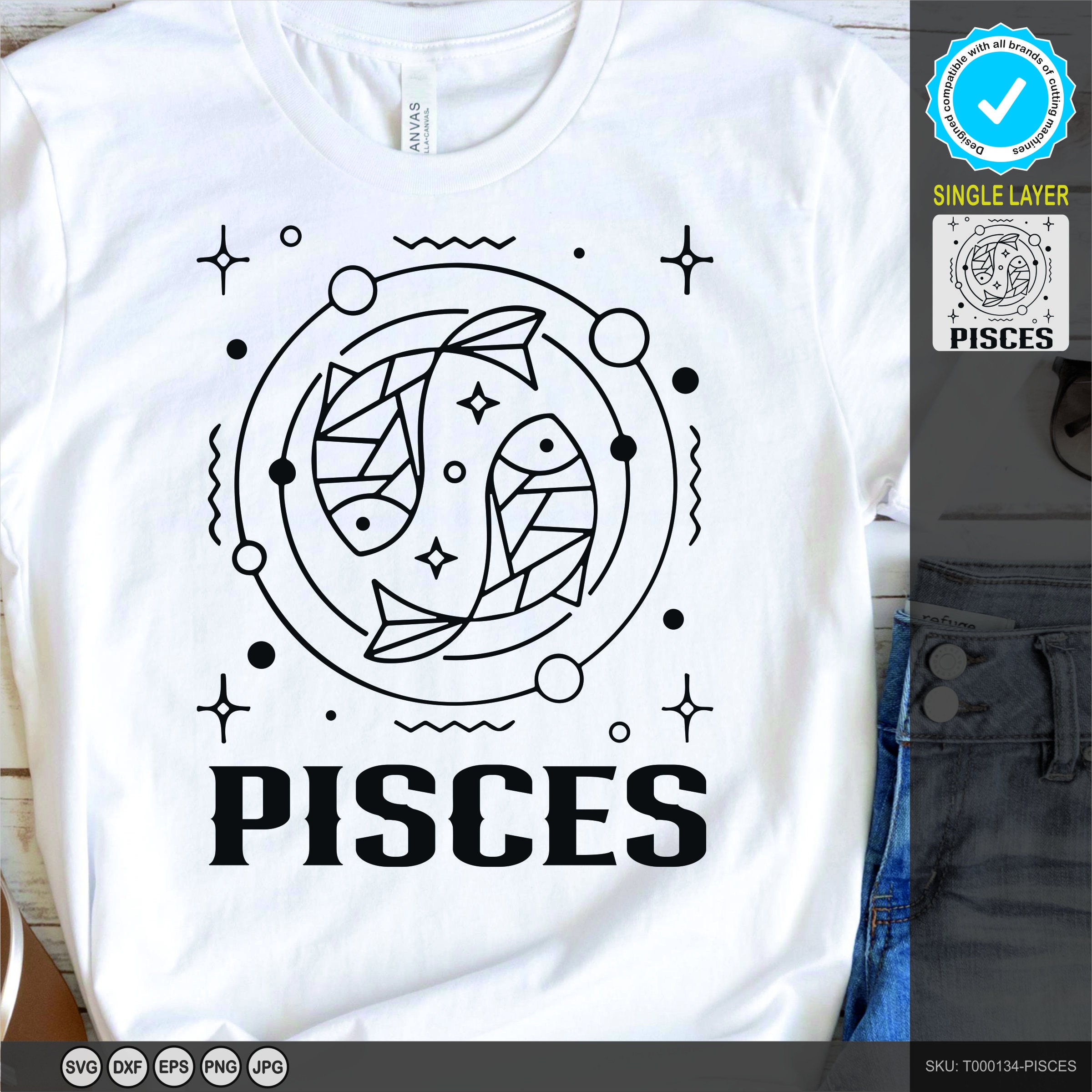 Pisces Svg, Fish Zodiac Symbol Svg, Pisces Zodiac Sign Svg, 9-pack ...