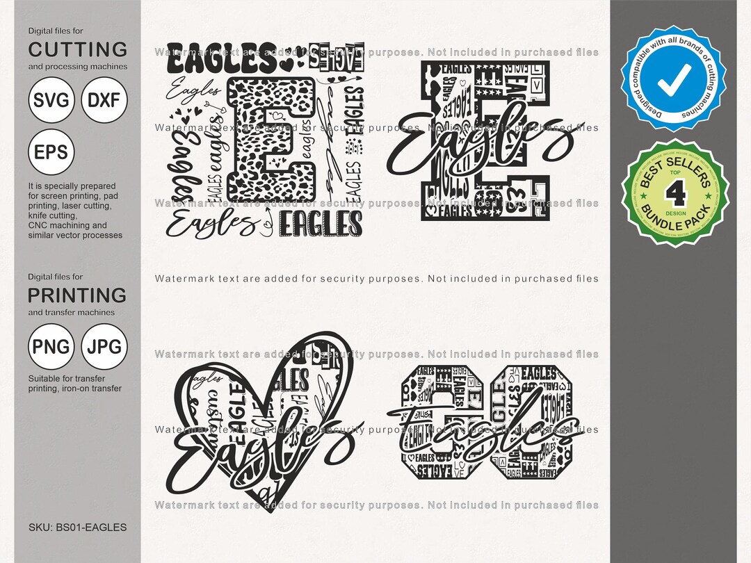 Eagles Svg, Eagles Typography 4 Sports Svg Mascot Pack, Eagles ...