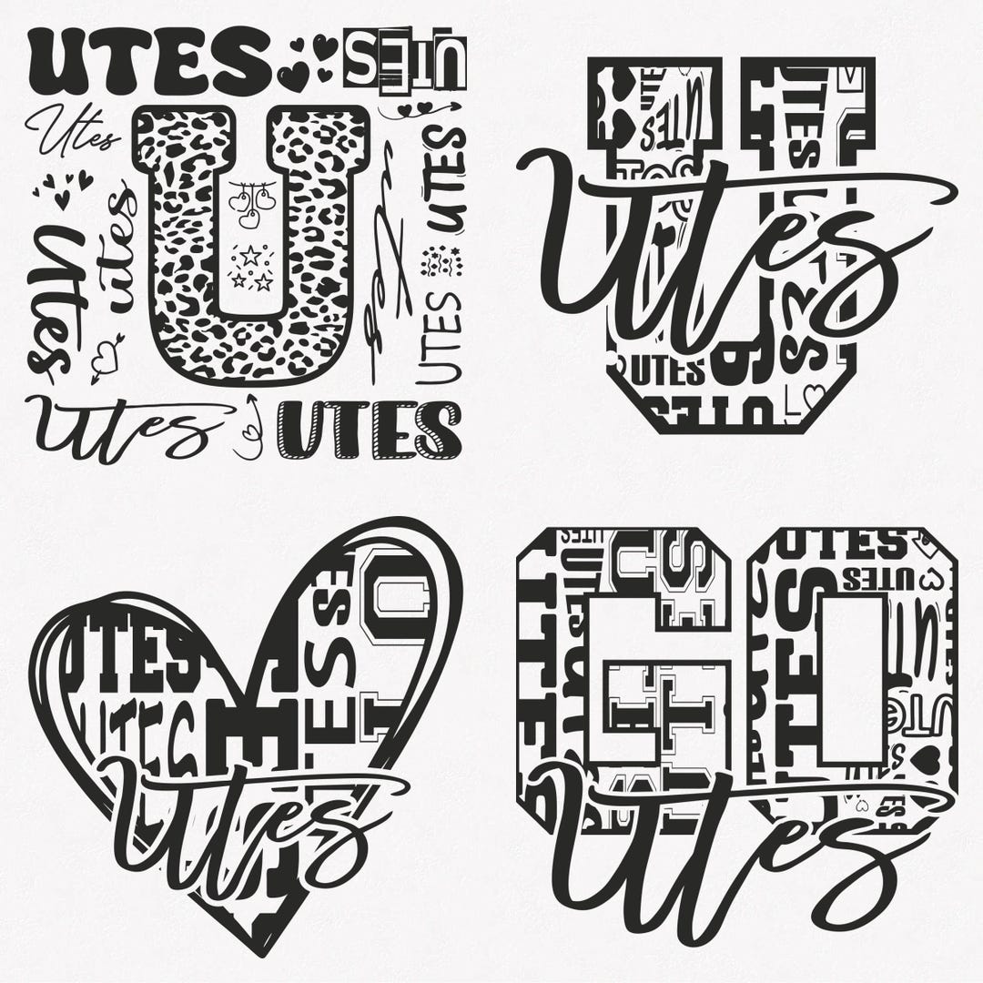 Utes Svg, Utes Typography 4 Sports Svg Mascot Pack, Utes Typography Svg ...