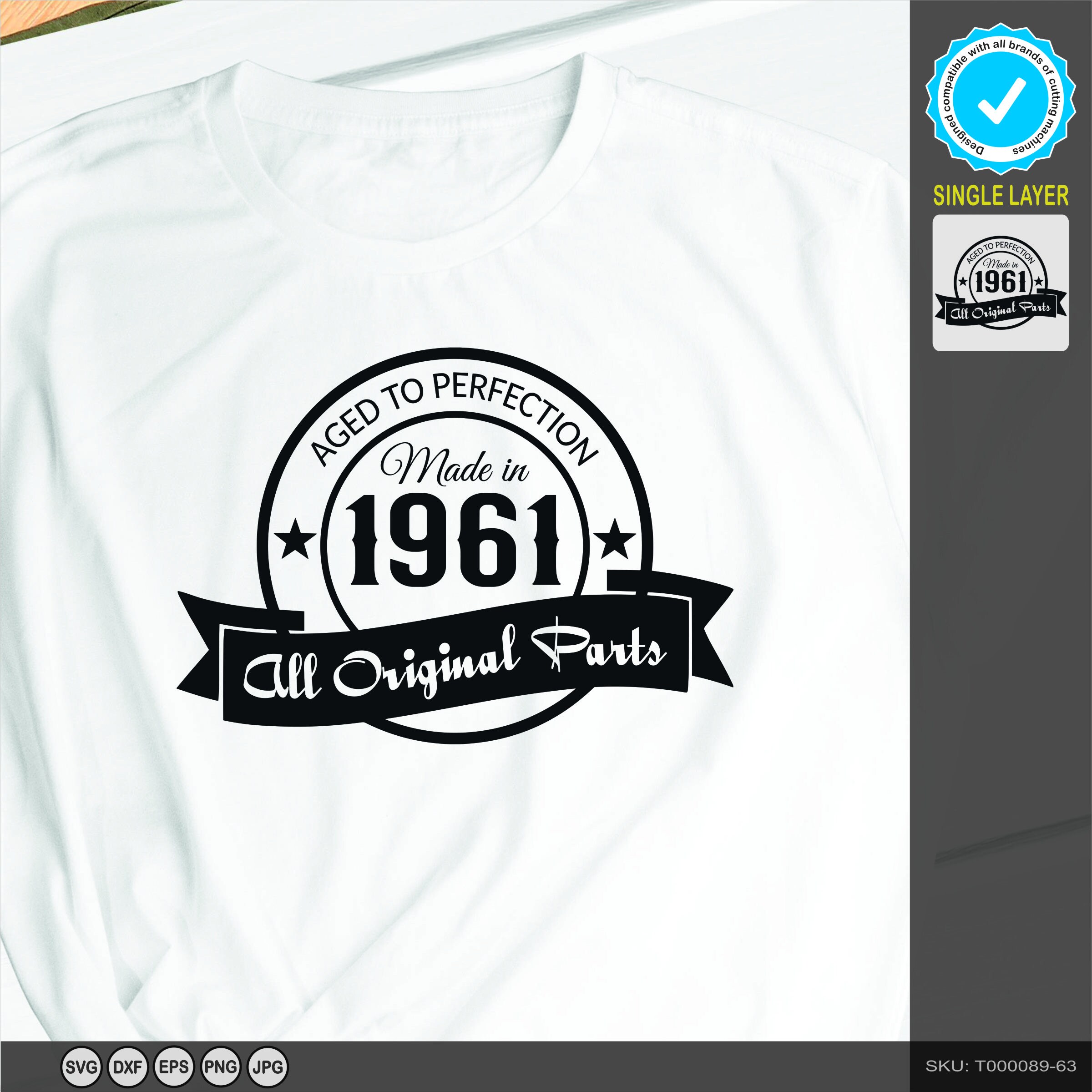 1961 Svg, 63rd Birthday Svg, 6-pack 1961 Svg Bundle, Vintage 1961 Svg, Aged to Perfection 1961 ...