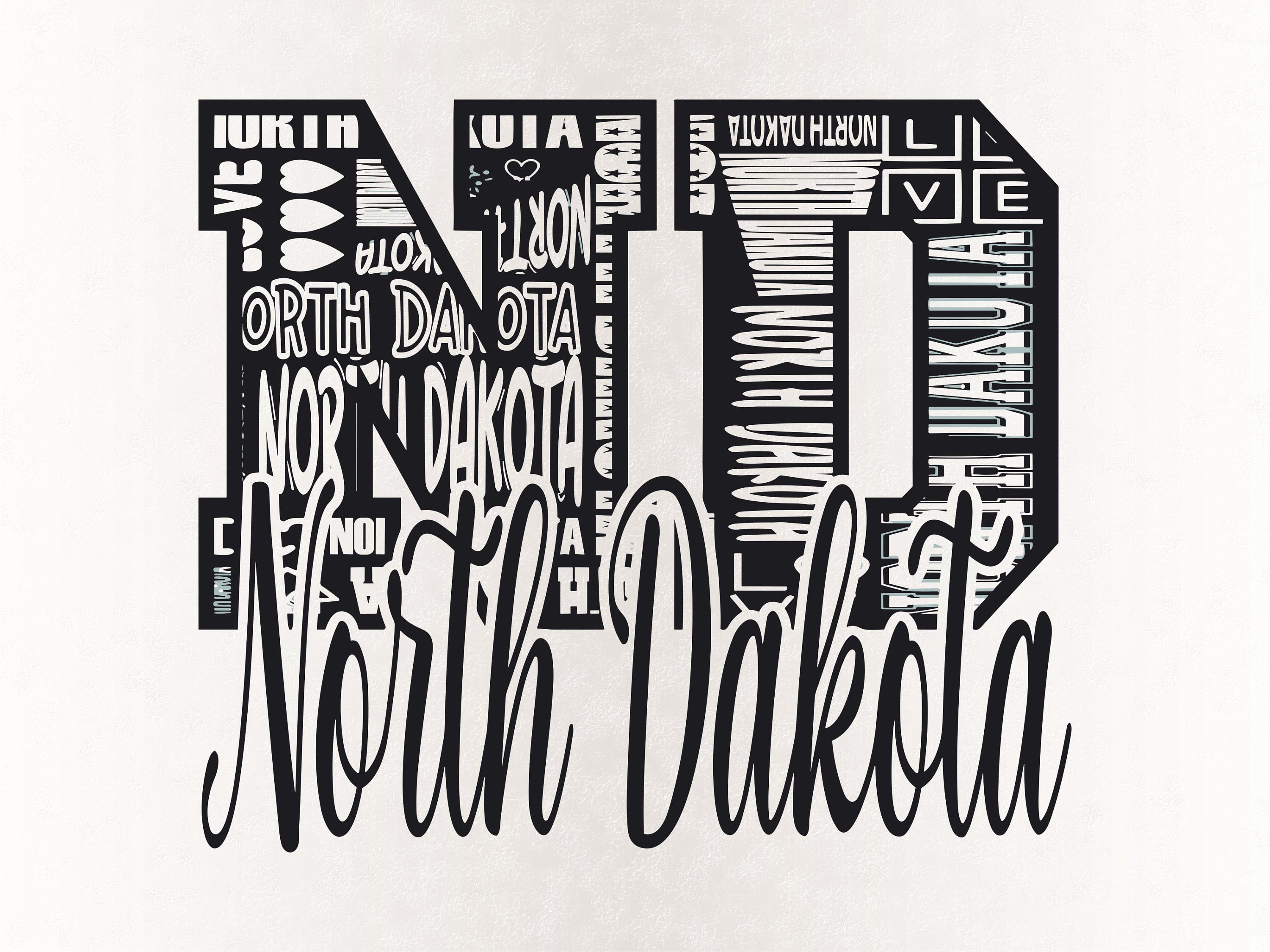 ND North Dakota State Typography Bundle Svg, North Dakota State Bundle ...