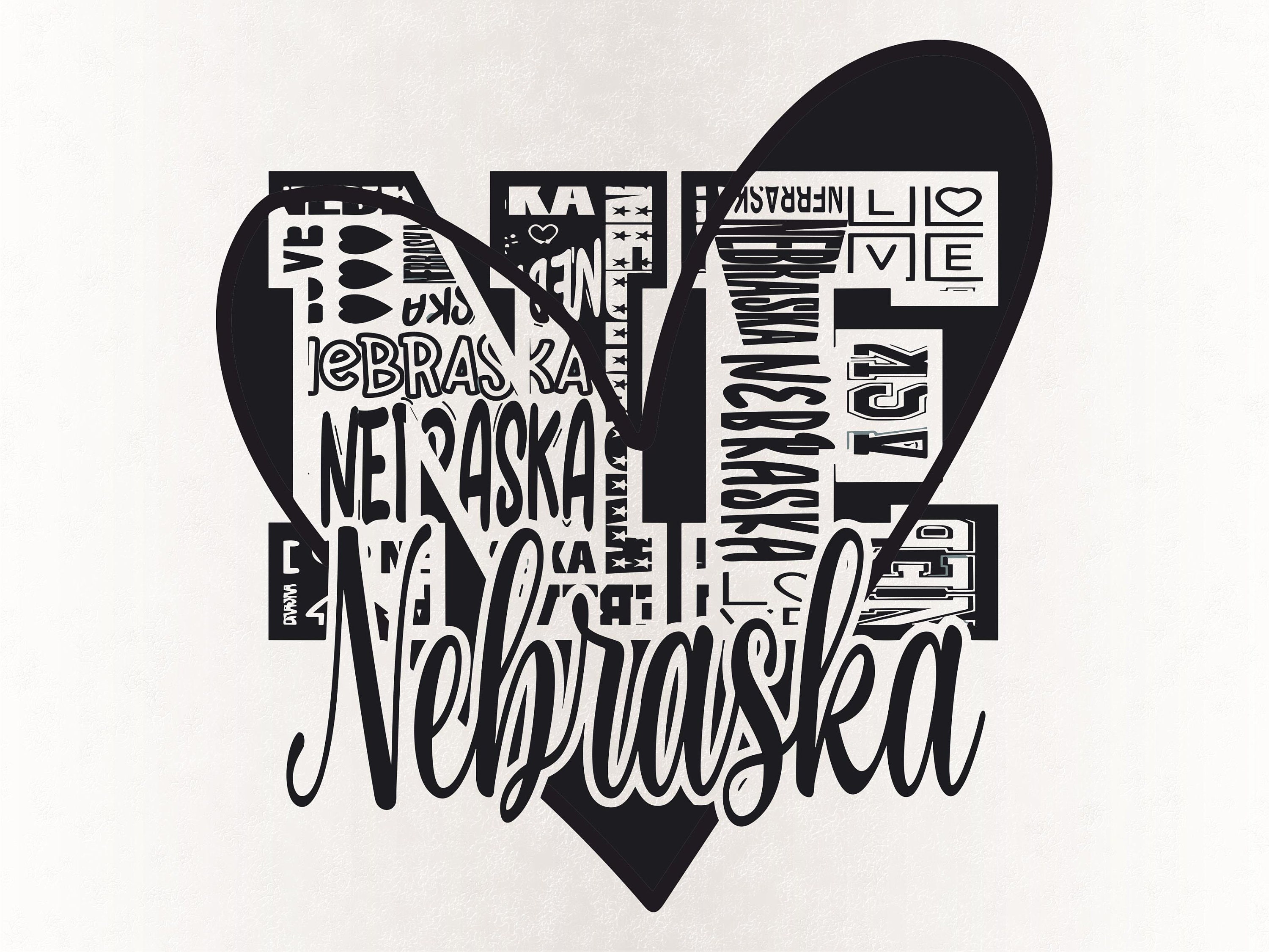 NE Nebraska State Typography Bundle Svg, Nebraska State Bundle Svg ...