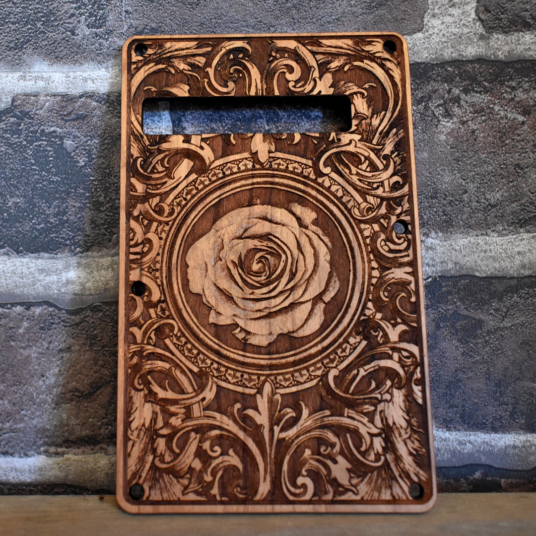 Custom Strato Tremolo Backplate - Laser Engraved Wooden Rose Design ...