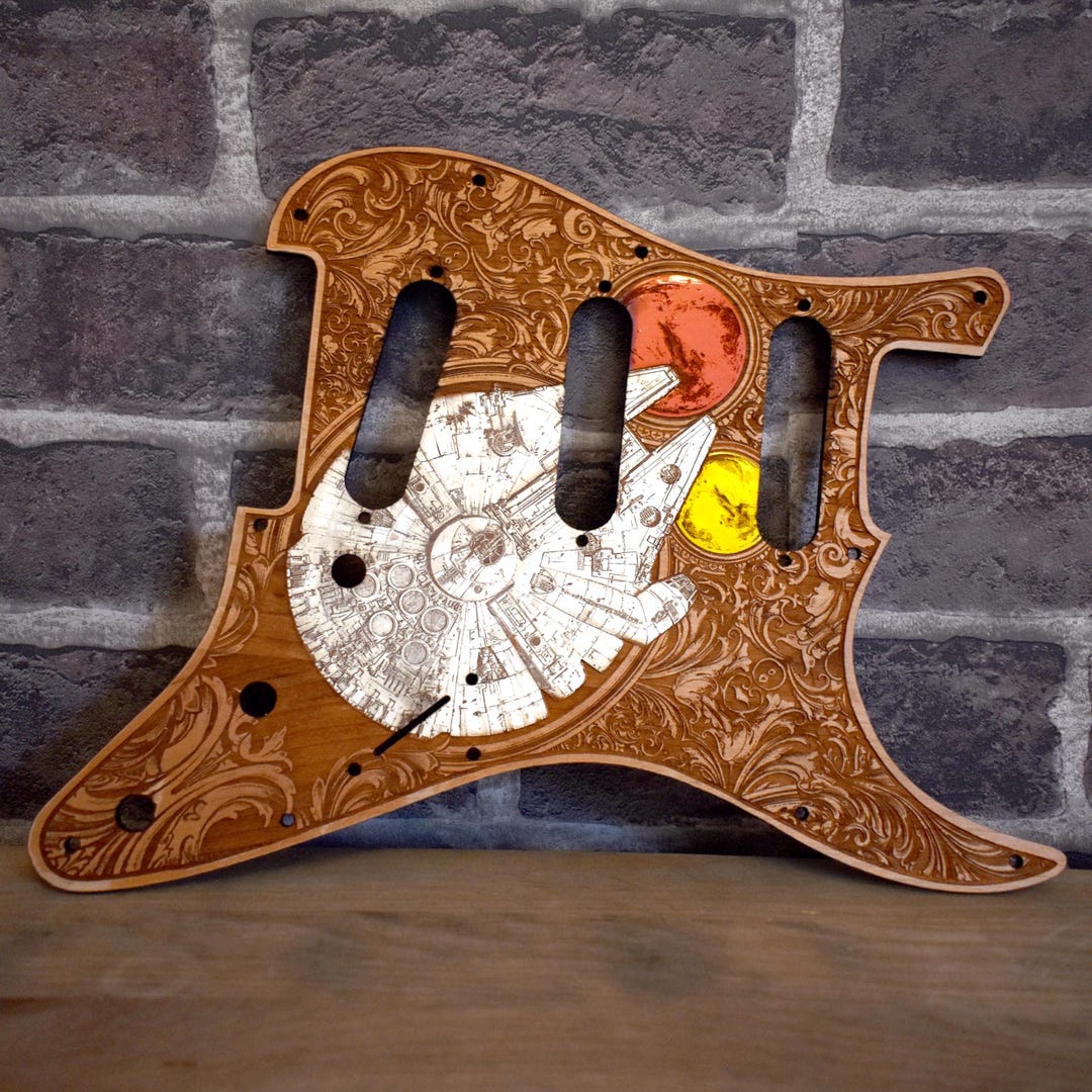 Sci-fi Spaceship Wooden Pickguard, Strato SSS/HSS Guitar, Laser ...