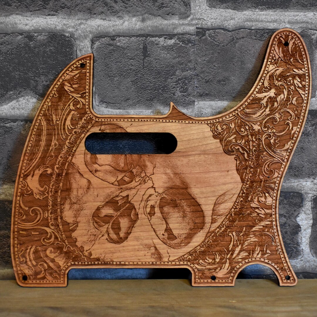Human Skull Telecast Pickguard - Laser Engraved Wooden Scratchplate ...