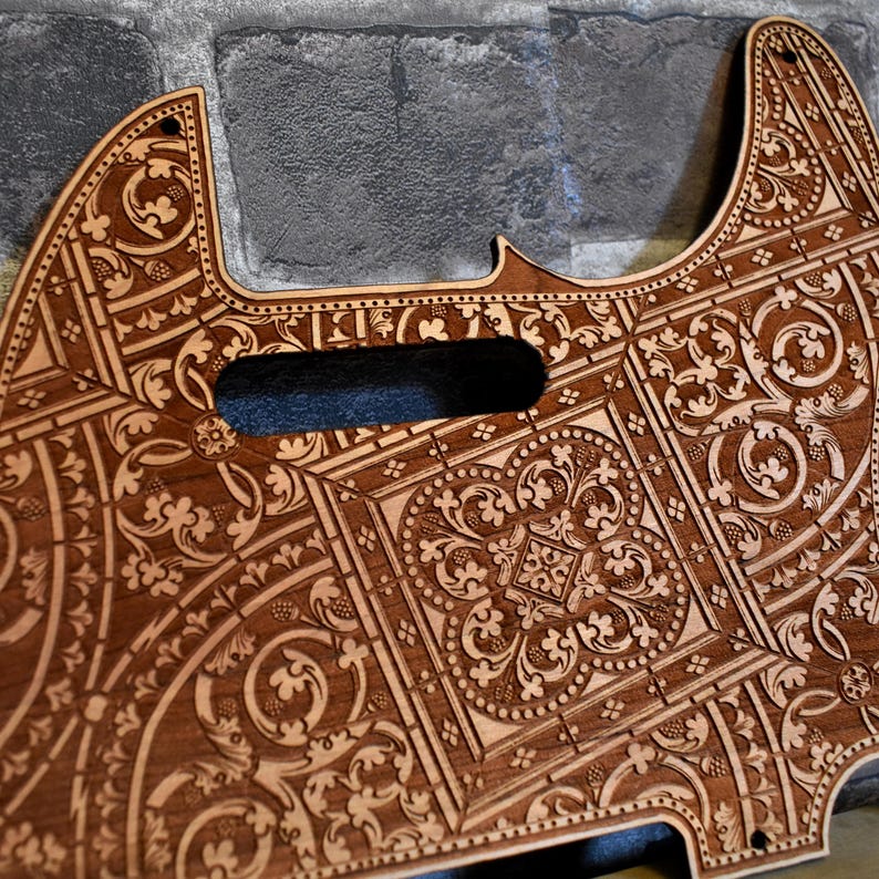 Guitar Player Gift Telecaster Pickguard: Laser Engraved Wood Flourish ...