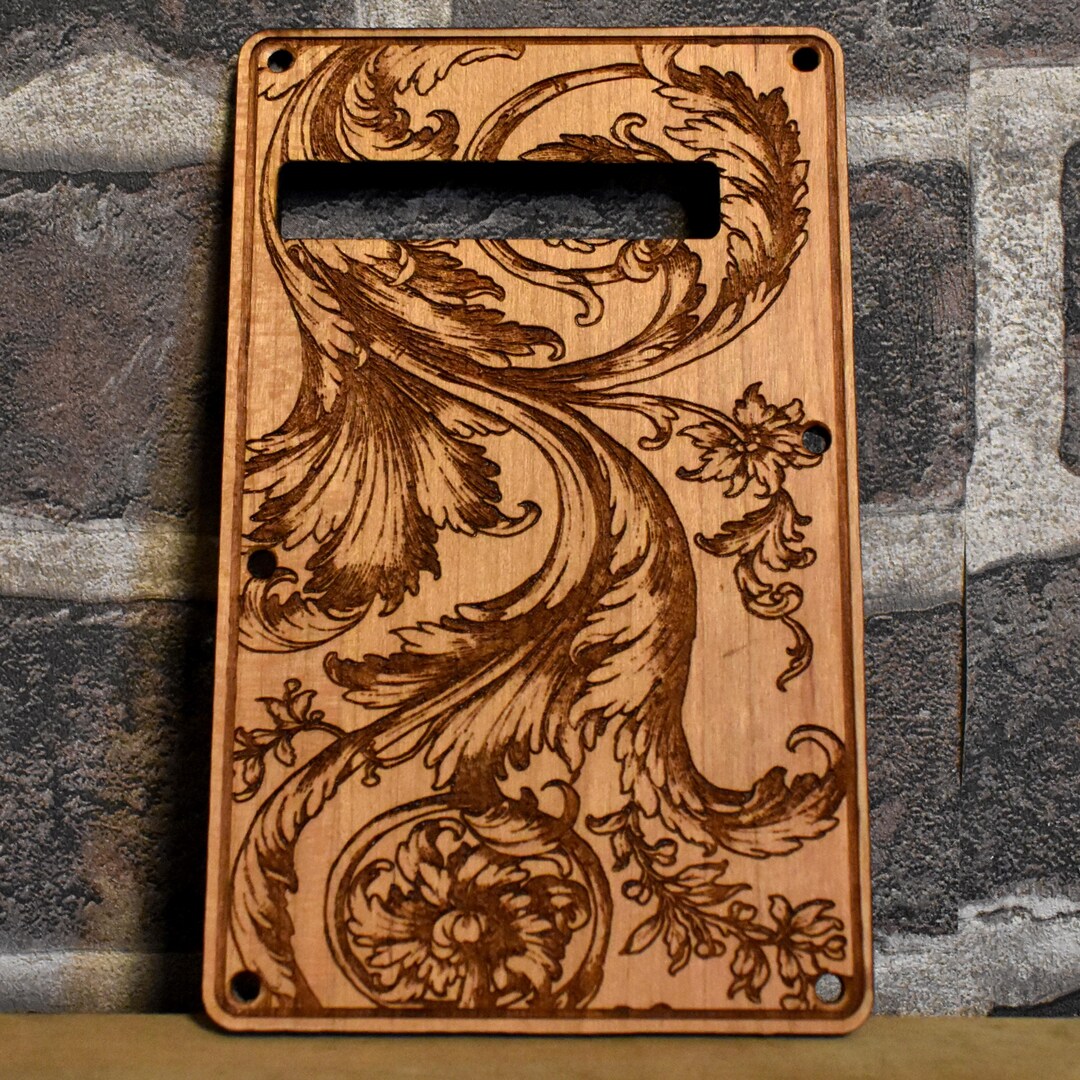 Custom Strato Tremolo Backplate - Laser Engraved Wooden Floral Design ...