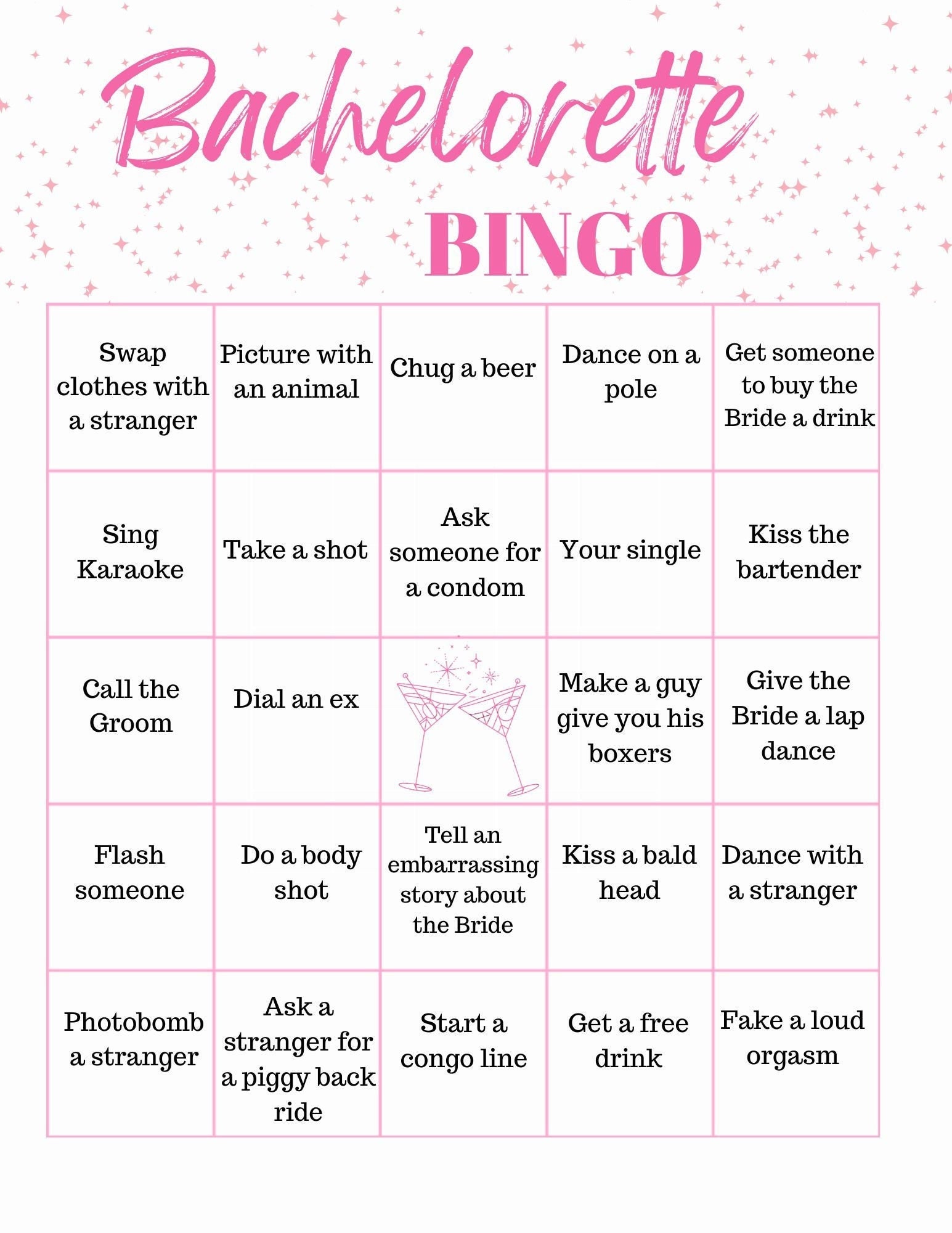 Bachelorette Night Out Bingo DIGITAL DOWNLOAD - Etsy