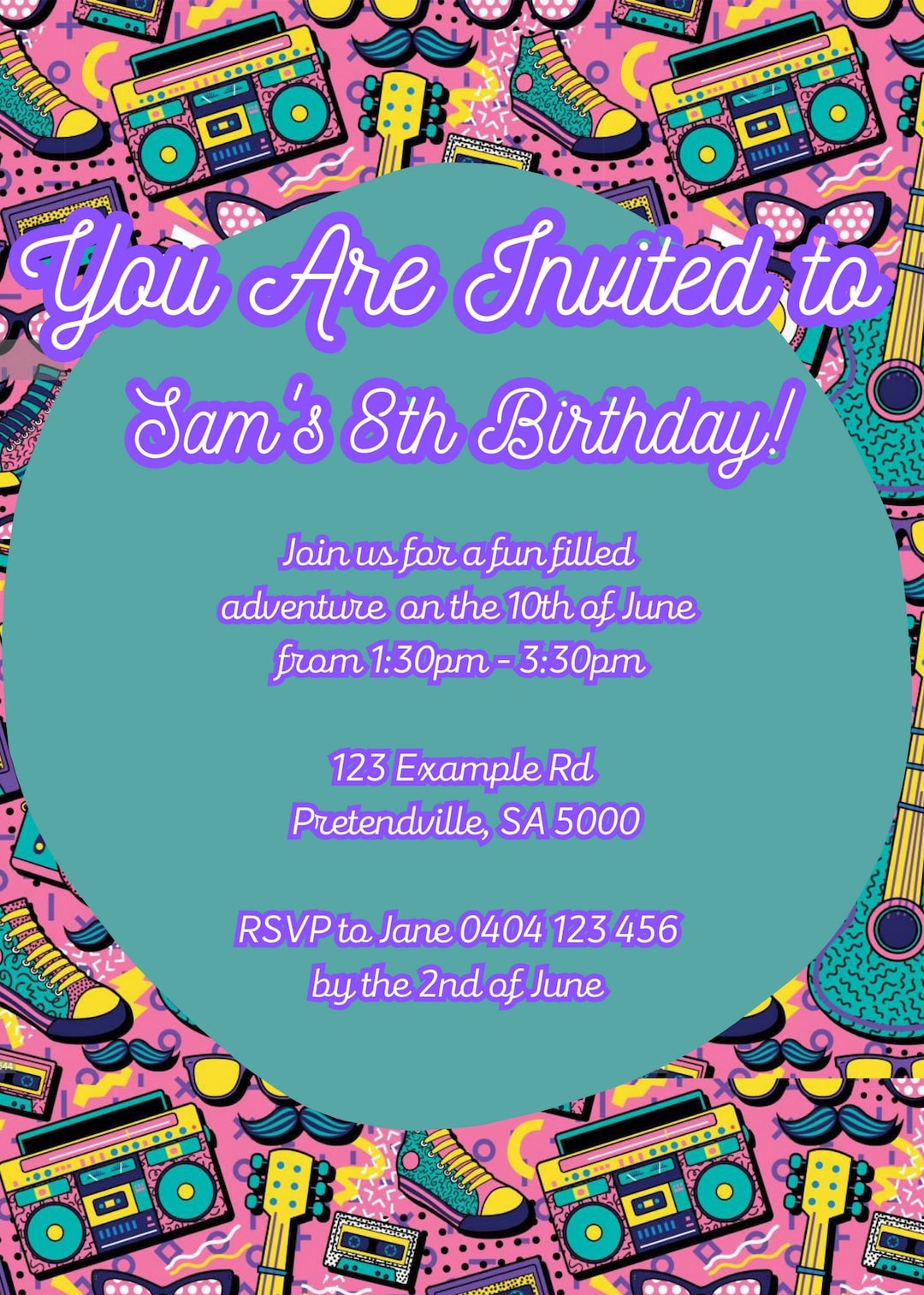Funky Retro Music Birthday Invitation - Etsy