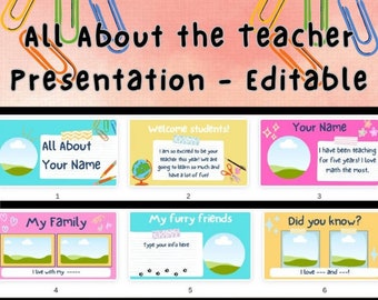 Editable Meet the Teacher Presentation, Back to School Slides, Teacher ...