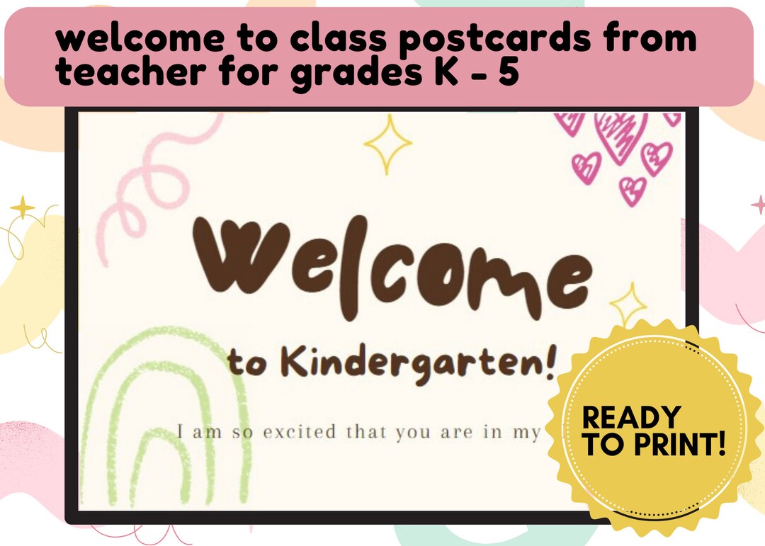 Back to School, Welcome to Class Post Cards From the Teacher, Grades ...