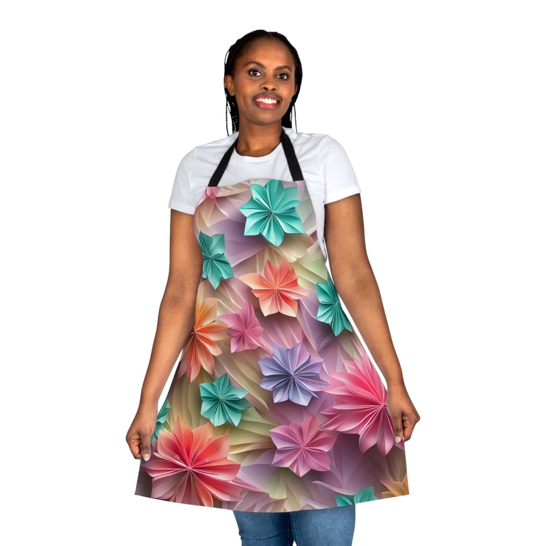Colorful Wildflower Kitchen Apron, Printed Apron for Grilling Cooking ...