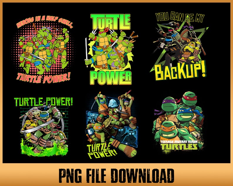 6 Layered Retro Ninja Turtles PNG Art Files for Print, Mutant Ninja ...