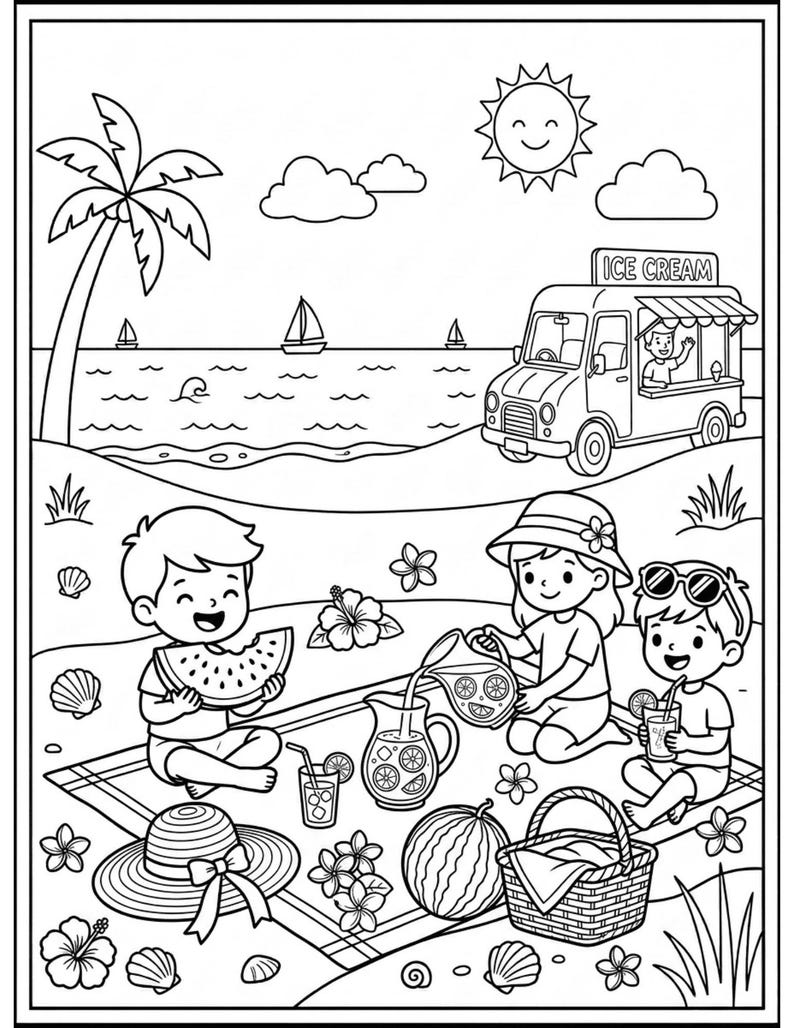Summer Coloring Pages for Kids, Printable Activity Book (PDF Download ...