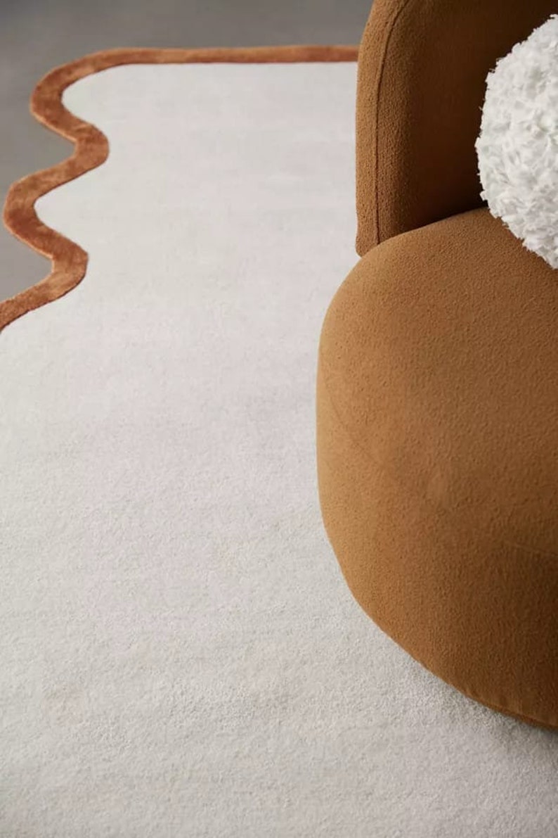 Irregular New Wave Shape Design Pattern, Hand Tufted Wool Viscose Area ...