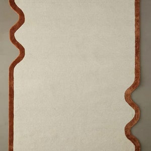 Irregular New Wave Shape Design Pattern, Hand Tufted Wool Viscose Area ...