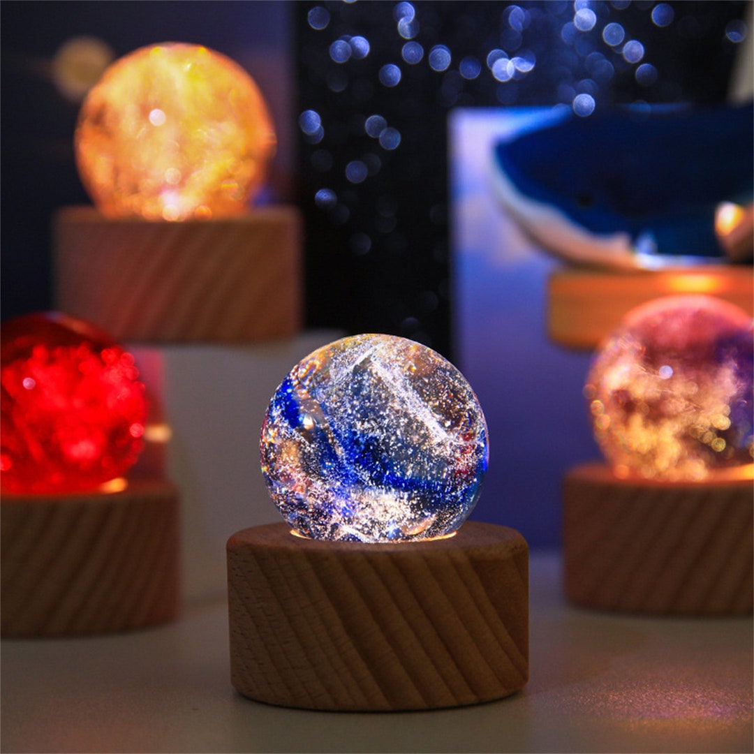 Custom Galaxy Crystal Ball Light, Personalized Planet Night Lamp, 3D ...