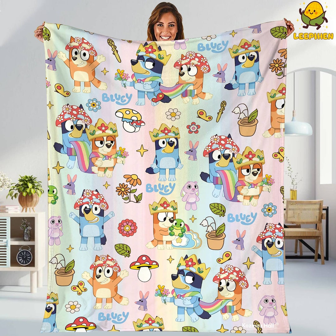 Personalized Bluey Blanket Bluey Fleece Blanket Bluey Here Come the ...