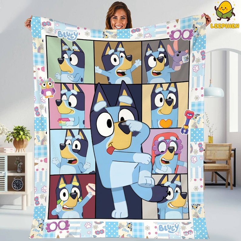 Bluey Eras Tour Blanket Bluey Bingo Fleece Blanket Bluey the Eras Tour ...