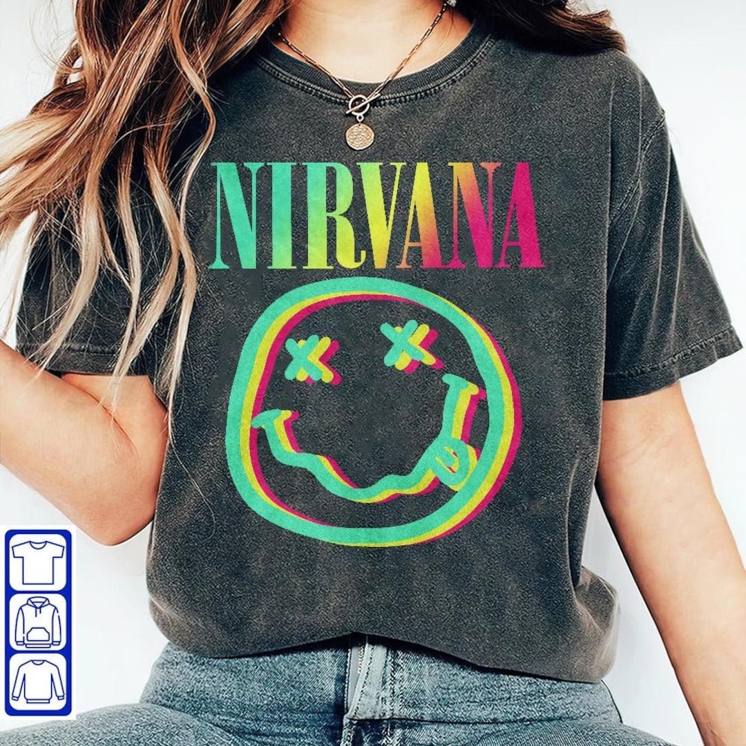 Nirvana Smiley Face Shirt 2023, Nirvana Smiley Face Crewneck, Nirvana ...