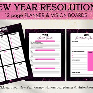 2024 New Year's Resolution Planner, 2024 Vision Board, New Years Goal ...