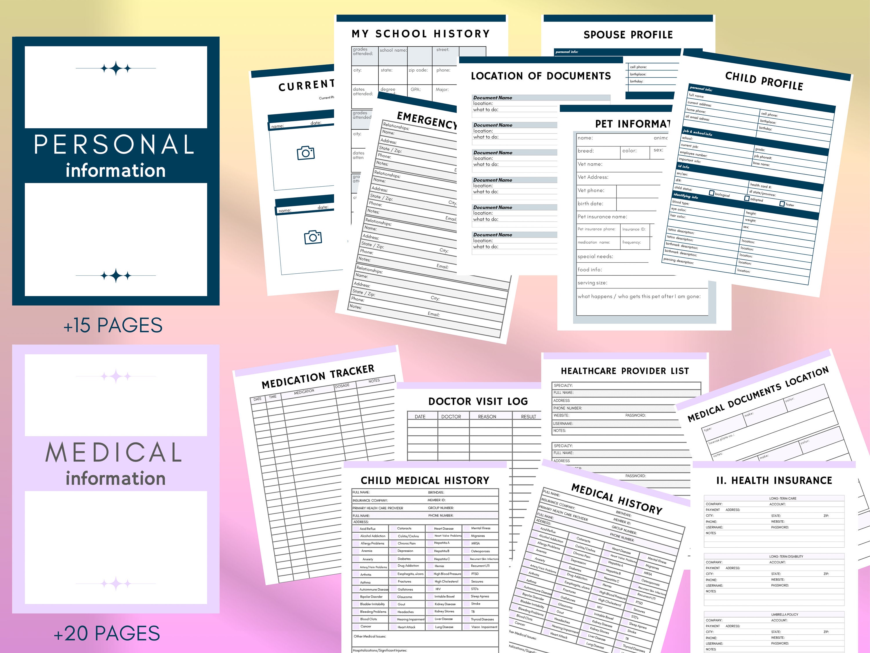 Family Emergency Binder, Printable Life Organizer, in Case of Emergency ...