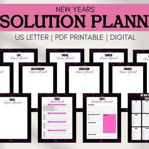 2024 New Year's Resolution Planner, 2024 Vision Board, New Years Goal ...
