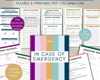 Just in Case of Emergency Binder, Life Organizer Editable Forms, End of ...